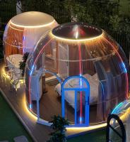 China Full House Outdoor Prefabricated Luxury Glass Polycarbonate Garden Double Dome House for sale