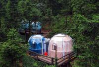 China Full House Outdoor Prefabricated Luxury Glass Polycarbonate Garden Double Dome House for sale