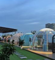 China Modern Luxury Design Prefab Green Houses Windproof PC Material Dome Tent for Villa Capsule Dome house for sale