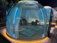 China Modern Luxury Design Prefab Green Houses Windproof PC Material Dome Tent for Villa Capsule Dome house for sale