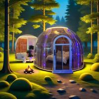 China Popular Smart Star Room Leisure Polycarbonate Transparent Camping Double Dome House Tent for sale