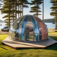 China High Toughness Luxury Waterproof Polycarbonate Dome Tent Eco With Bathroom PC Bubble House for sale