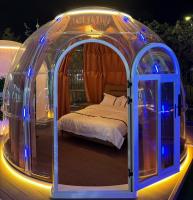 China Modern Design Full House Prefab Outdoor Polycarbonate Clear Geodesic Bubble Dome Tent Hotel Dining Park-Green PC Houses Glamping for sale