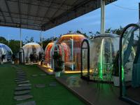 China Modern Design Full House Prefab Outdoor Polycarbonate Clear Geodesic Bubble Dome Tent Hotel Dining Park-Green PC Houses Glamping for sale