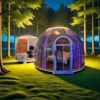 China 4.0m+2.7m Diameter Transparent Dome Tent Geodesic Dome Glamping PC Tents Dome House for sale