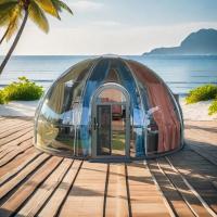 China Hot Selling Customized Transparent Outdoor Geodesic Dome Tent Modern Bubble House Design Modular Green Houses for Entertainment for sale