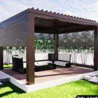China Outdoor Garden Villa Courtyard Pavilion with Louver Turning Aluminum Alloy Veneer Roof Pergola for sale