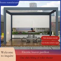 China Outdoor Garden Villa Courtyard Pavilion with Louver Turning Aluminum Alloy Veneer Roof Pergola for sale