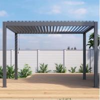 China Smart Outdoor Lounge Pavilion with Aluminium Alloy Electric Louver Turning Control for sale