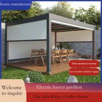 China Aluminium Alloy Electric Louver Turning Pavilion for Windproof Rolling Curtains Shade Sun in Outdoor Villa Courtyard for sale