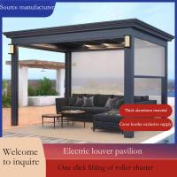 China Aluminium Alloy Electric Louver Turning Pavilion for Windproof Rolling Curtains Shade Sun in Outdoor Villa Courtyard for sale