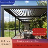 China Aluminium Alloy Electric Louver Turning Pavilion for Windproof Rolling Curtains Shade Sun in Outdoor Villa Courtyard for sale