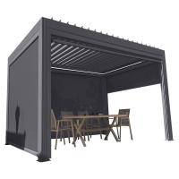 China Outdoor Courtyard Four Corner Pavilion with Electric Louver Turning and Aluminium Alloy Frame for sale