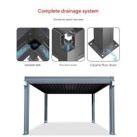 China Outdoor Courtyard Four Corner Pavilion with Electric Louver Turning and Aluminium Alloy Frame for sale