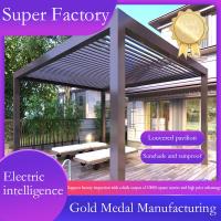 China Aluminium Alloy Louver Turning Pavilion Outdoor Courtyard Villa Garden Windproof Roller Curtain Electric Aluminum Alloy Pavilion for sale