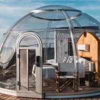 China Transparent Camping Hotel Prefabricated Dome for Outdoor Bubble House Yurt With LED Lighting for sale