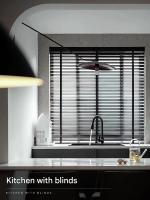 China Contemporary Design Shutters for Office Living Room Study Electric Lift Black Solid Wood Blinds Light Curtains Shade for sale