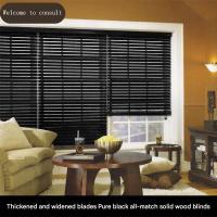 China Contemporary Design Shutters for Office Living Room Study Electric Lift Black Solid Wood Blinds Light Curtains Shade for sale