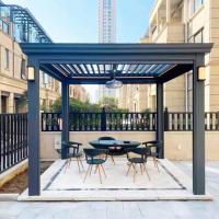 China Outdoor Patio Flipped Louver Pavilion Aluminum Alloy Outdoor Electric Shade Pavilion Villa Sun Protection Pavilion for sale