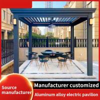 China Outdoor Patio Flipped Louver Pavilion Aluminum Alloy Outdoor Electric Shade Pavilion Villa Sun Protection Pavilion for sale