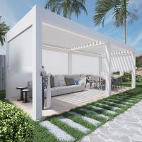 China Outdoor pavilion Aluminum alloy new  hand electric louver courtyard pavilion courtyard leisure pavilion for sale