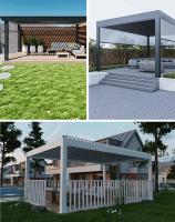 China Outdoor pavilion Aluminum alloy new  hand electric louver courtyard pavilion courtyard leisure pavilion for sale