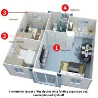 China Double wing folding room triple area decoration can be expanded removable mobile container house mobile house for sale