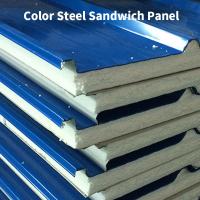 China Villa Water Resistant Colored Steel Plate Rock Wool Tile Heat Insulation Tile Sandwich Board for Eco-Friendly Buildings for sale