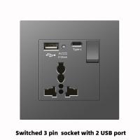 China Acrylic Tempered Glass Panel Wall Switch Socket Universal EU Standard Electrical Socket Outlet Light Switch Factory Plug Sockets for sale