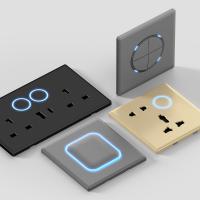China 2025 Acrylic Glass Panel UK EU Standard Wall Touch Reset Switch and Socket Light Switches 220V Embedded Sockets Type 86 146 for sale