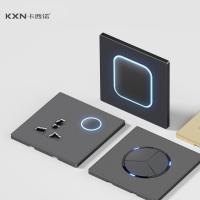 China Universal Standard Black Wall Reset Switch Socket Tempered Glass Acrylic Panel Plug Outlet Electrical Power Wall Socket for sale