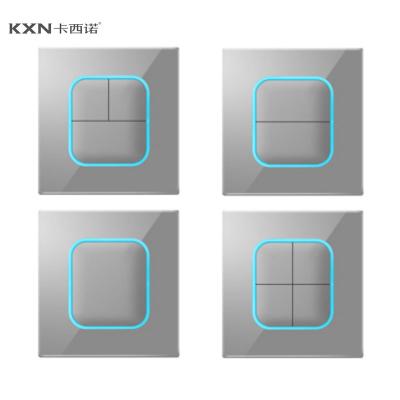 China Electrical 25A&45A Power Wall Switch With LED Light Luxury Multi Functional Point Reset Button Glass Wall Switch Socket for sale