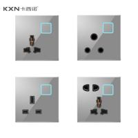 China Electrical 25A&45A Power Wall Switch With LED Light Luxury Multi Functional Point Reset Button Glass Wall Switch Socket for sale