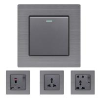 China A2 Luxury High Quality KXN Multi-Functional Electrical Wall Switch Double Pole Touch Panel Power Socket EU/UK/Universal for Wall for sale