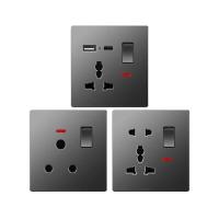 China A2 Luxury High Quality KXN Multi-Functional Electrical Wall Switch Double Pole Touch Panel Power Socket EU/UK/Universal for Wall for sale