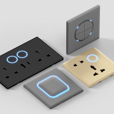 China Multi-Function Acrylic Glass Panel Wall Switch and Socket Factory-Best Light Brushed Design for Home and Office Use for sale