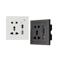 China Acrylic Waterproof Socket Tempered Glass Panel Wall Switch Electrical Outlet With Usb for sale