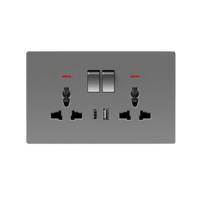 China Acrylic Waterproof Socket Tempered Glass Panel Wall Switch Electrical Outlet With Usb for sale