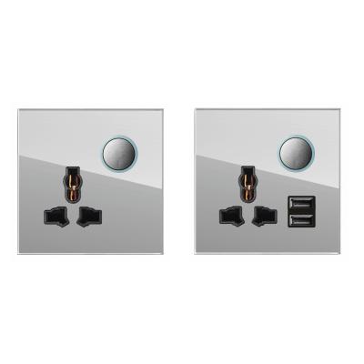 China Glass Panel UK Switch Socket Acrylic Tempered Wall Switch Socket Light Switch for sale