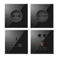 China Glass Panel UK Switch Socket Acrylic Tempered Wall Switch Socket Light Switch for sale