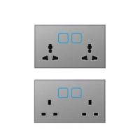 China Luxury C1 Ultra-thin Frosted Glass Panel Switch Wall Light Switches and Sockets Concealed Mounted Home Decoration Office Hotel for sale