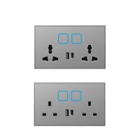 China Luxury C1 Ultra-thin Frosted Glass Panel Switch Wall Light Switches and Sockets Concealed Mounted Home Decoration Office Hotel for sale
