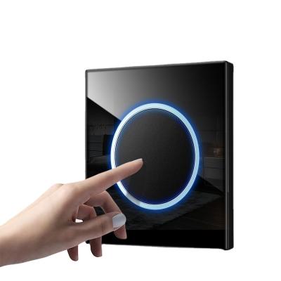 China Type 86 Wall Press Reset Button Switch With LED Light Acrylic Tempered Glass Panel Switch Socket 1 2 3 4 Gang 1 2 Way Control for sale