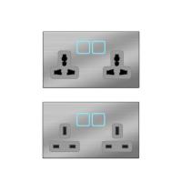 China New Design Stainless Steel Panel Switches Multi UK EU US Standard Wall Light Switch 110-240V Embedded Sockets Type 86 146 for sale