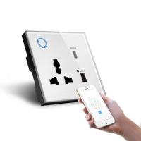 China Touch Panel  Smart Switch Socket Wifi Single Double Wall Socket 20W for sale
