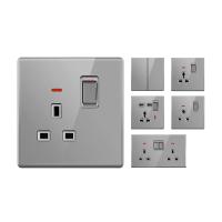 China Hong Kong Version 13A British Socket USB Fast Charging Touch Panel Smart Life Three-hole Square Black Tempered Glass Panel for sale