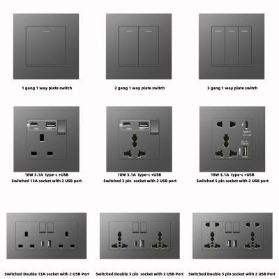 China F60 High Quality Double 3 Pin Multi-Functional Electrical Wall Outlets EU/UK/Universal 10A/16A Fast Charging USB Type C Socket for sale