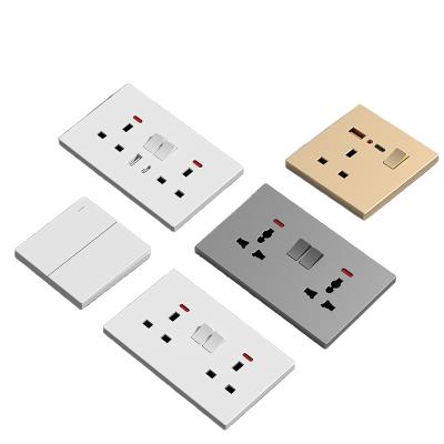 China European 13A Sockets Light Switch Multi-Function Glass Wall Switch Socket for Home Application EU Standard for Russia for sale