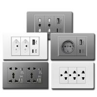 China European 13A Sockets Light Switch Multi-Function Glass Wall Switch Socket for Home Application EU Standard for Russia for sale