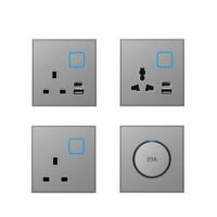 China Luxury C1 Ultra-thin Frosted Glass Panel Switch Wall Light Switches Electrical Sockets Modern Style Home Decoration Office Hotel for sale
